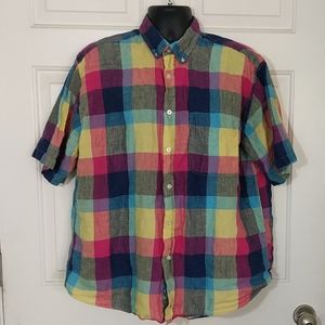 Alan Flusser | Shirts | Alan Flusser Plaid Linen Shirt | Poshmark